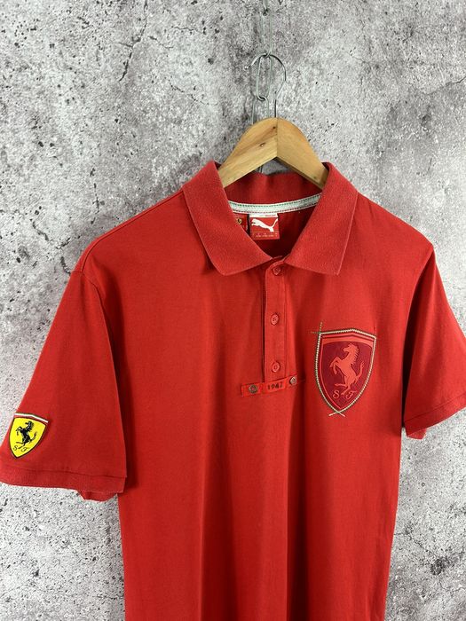 Puma Vintage Puma Ferrari Polo Shirt Red Racing Ferrari T-shirt | Grailed