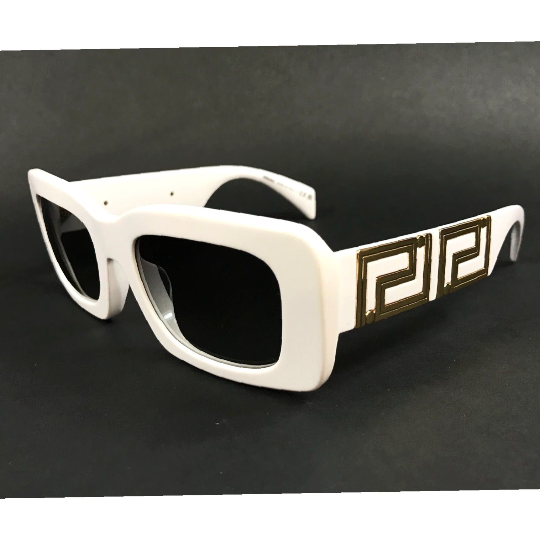 Versace Thick White Gold Frames with Gray Lenses on Luxurious Versace ...