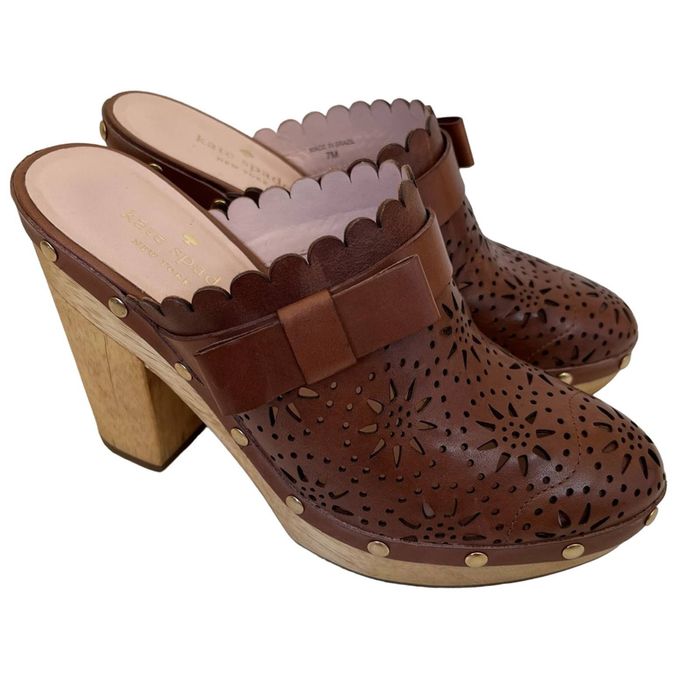 Kate Spade Kate Spade Cala Leather Laser Cut Scalloped Bow Clogs | Grailed