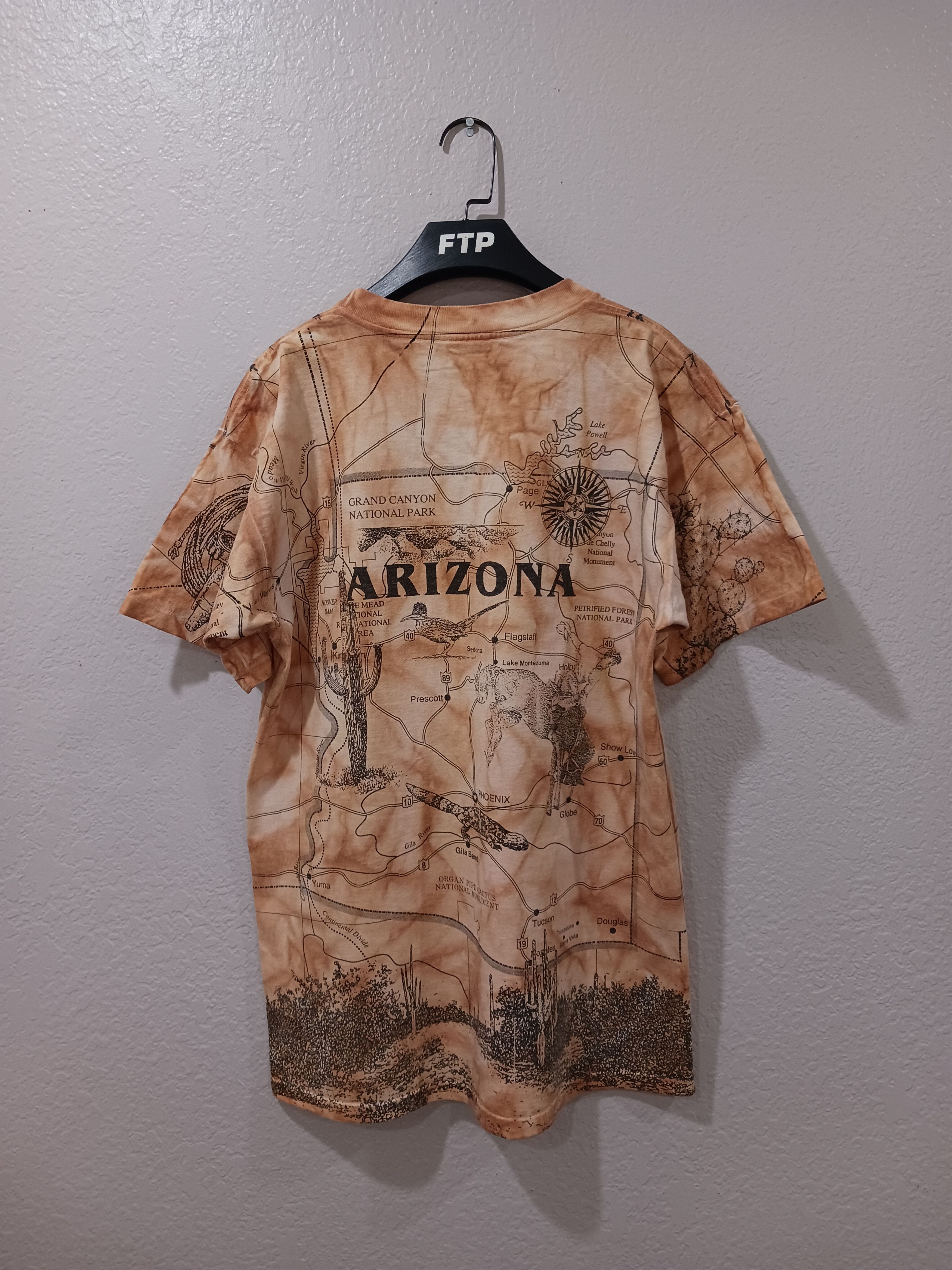 Gildan × Vintage Sneaky Tees Arizona Map All Over Print 1993 Vintage T ...