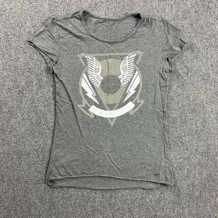 Diesel Diesel Top Womens Medium Gray Angel Wings Graphic Distressed ...
