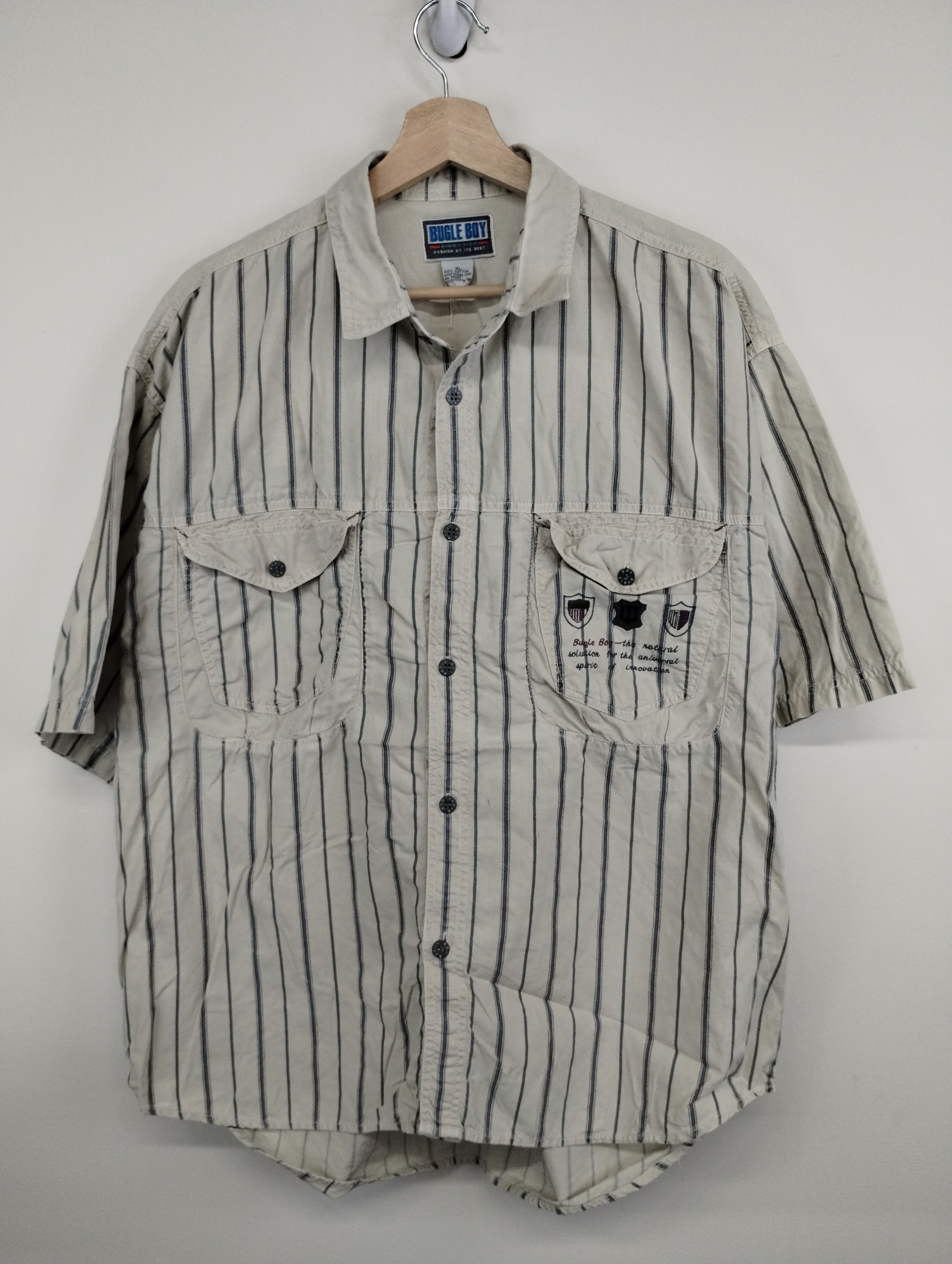 Bugle Boy × Streetwear × Vintage Vintage 90s Bugle Boy Striped Blue ...