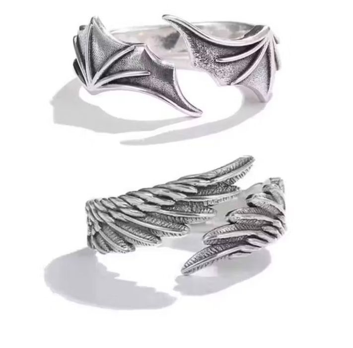 Vintage 2 FOR 1 Angel and Devil Wing punk goth Rings | Grailed