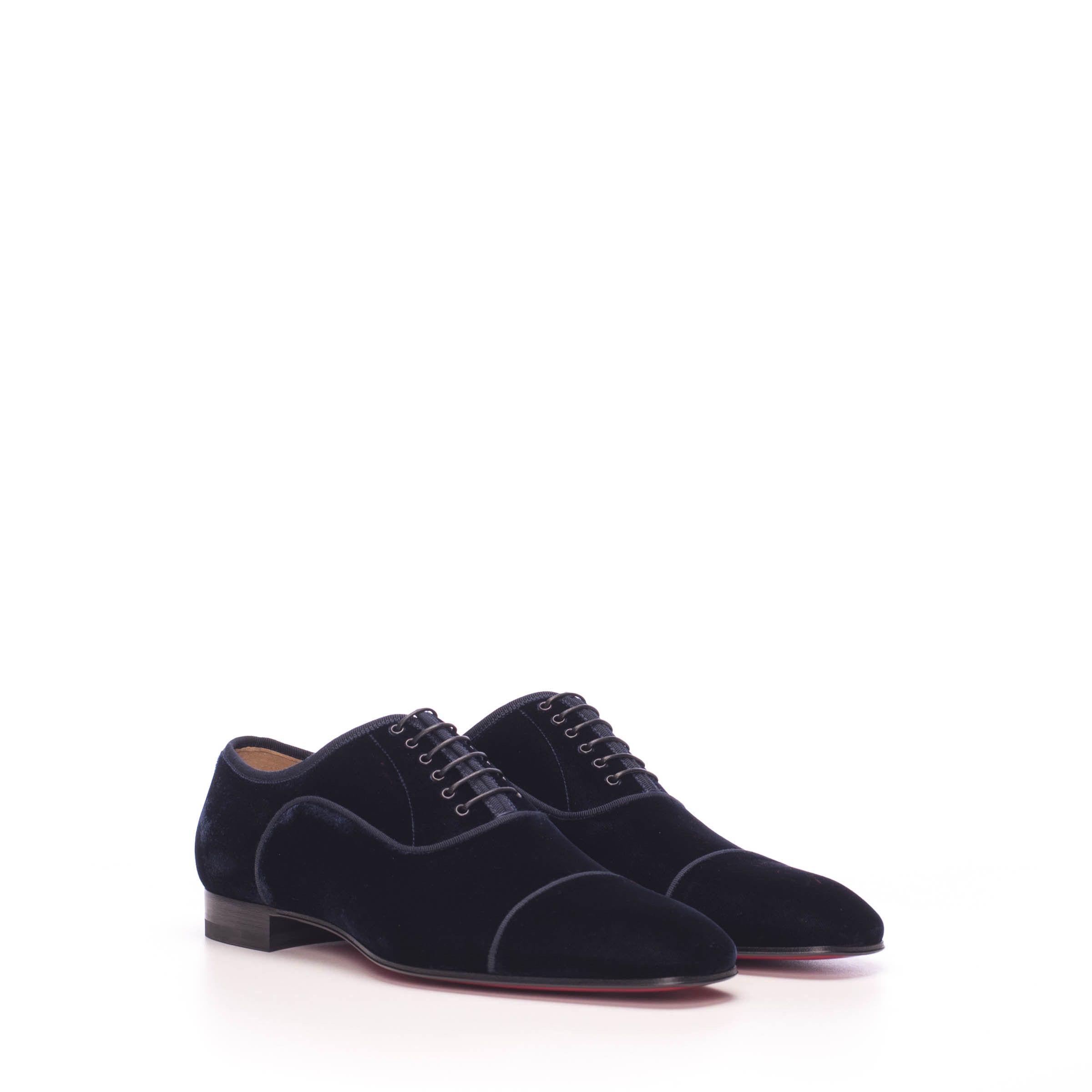 Christian Louboutin Greggo Orlato Oxford Shoes In Navy Blue Velvet ...