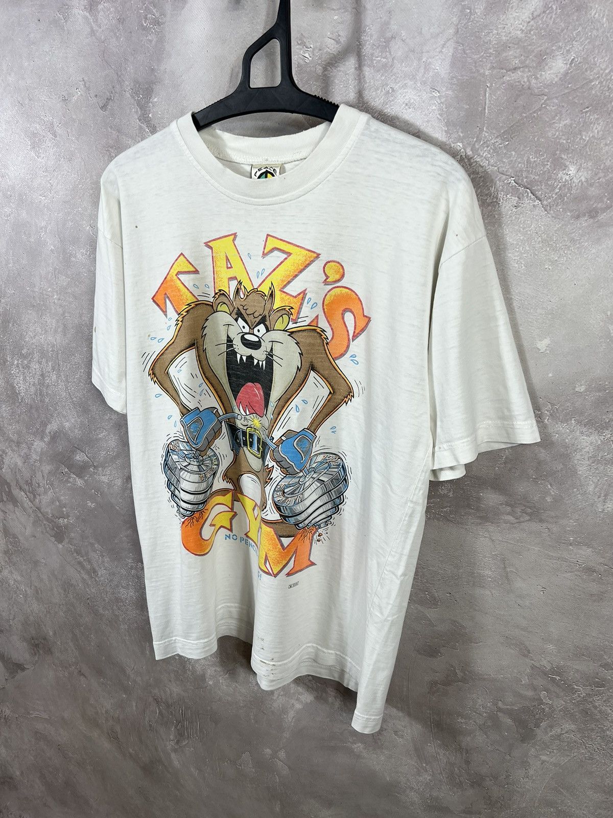 Vintage Vintage Taz's Gym No Pencil Neck Distressed tee | Grailed