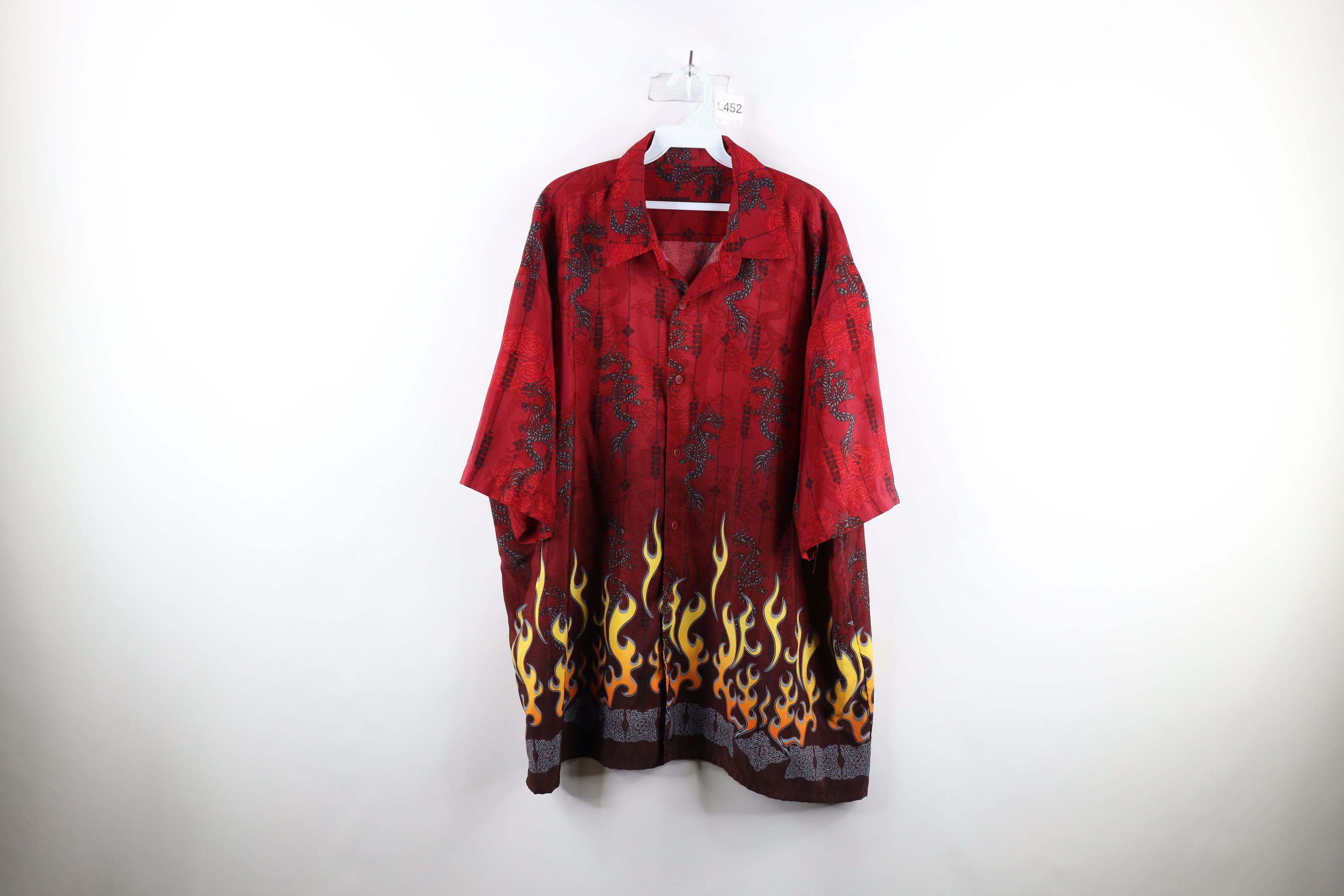 Vintage Vintage 90s Streetwear Fire Flames Collared Button Shirt | Grailed