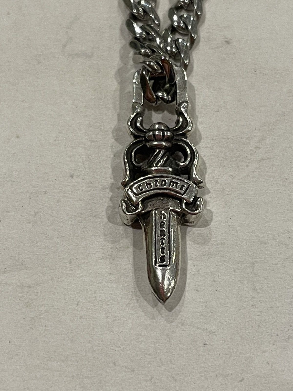 Chrome Hearts Chrome Hearts Dagger Pendant Silver Cuban Chain Necklace ...