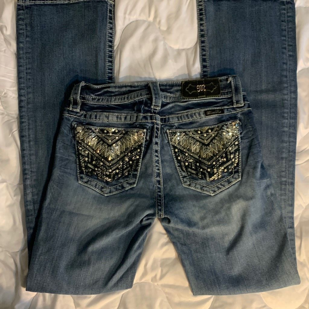 Miss Me Miss Me Blue Jeans Size 27 Bootcut w/Bling / Inseam 32 in | Grailed