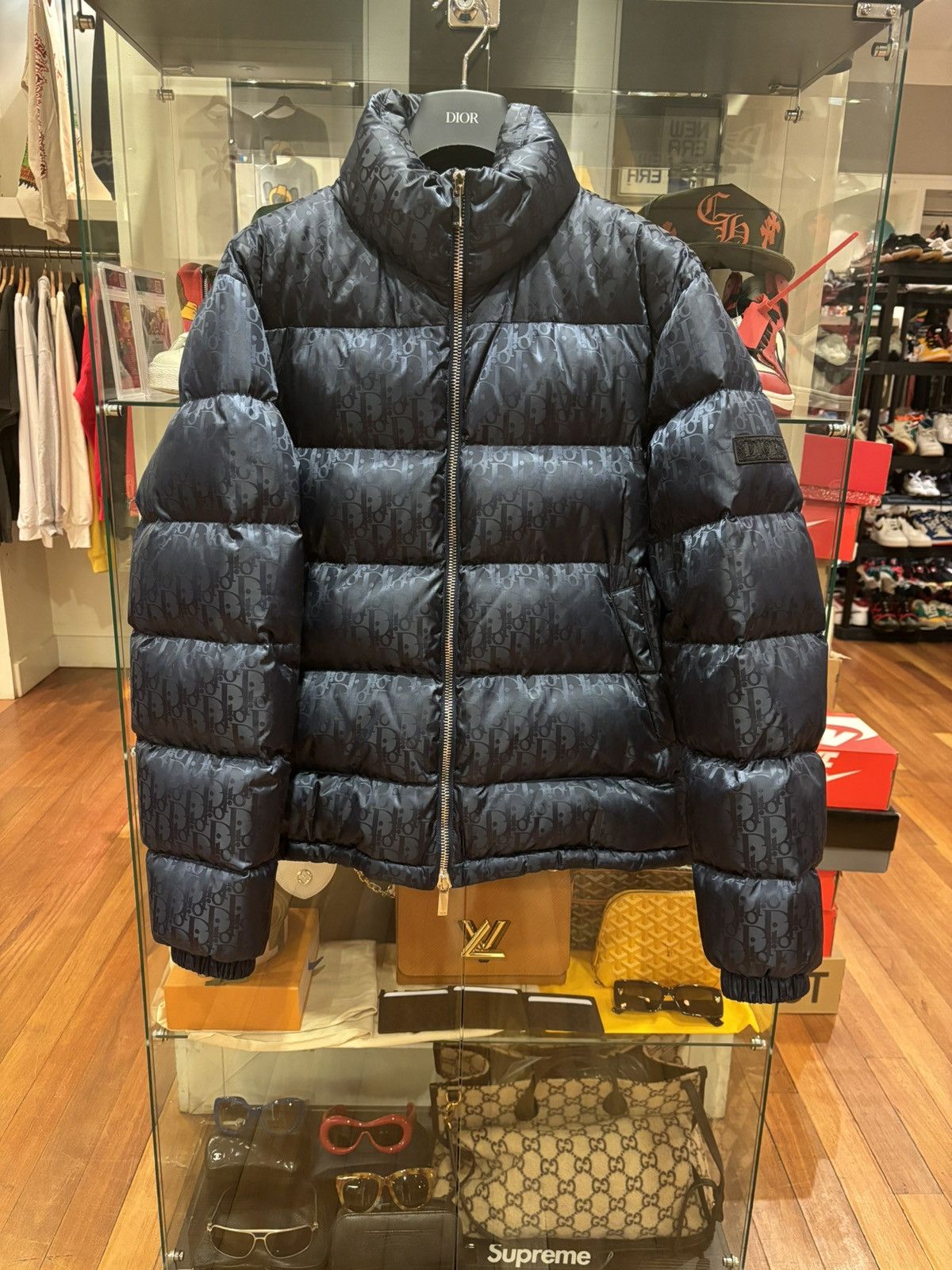 Dior Dior oblique monogram puffer jacket navy | Grailed