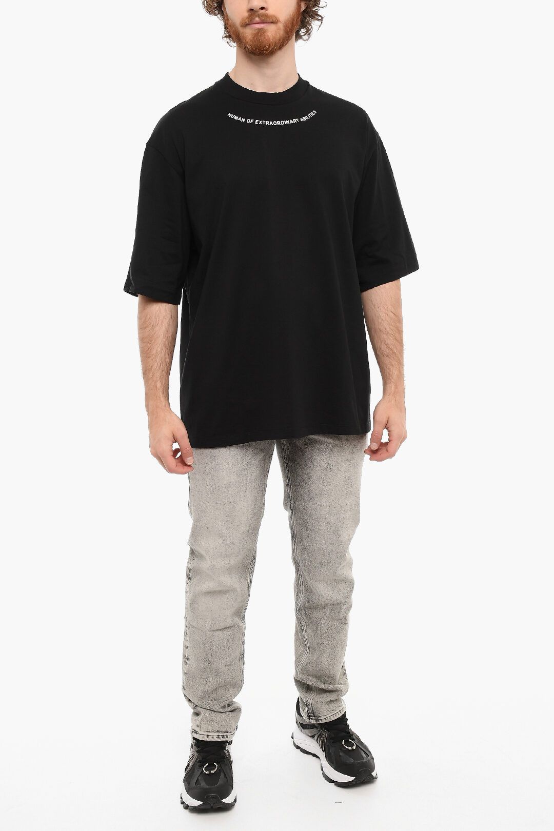 Neil Barrett og1mm0823 Crewneck Line T-Shirt in Black | Grailed