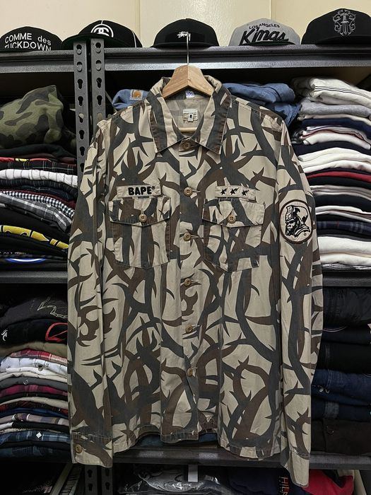Bape Tribal Camo Military Shirt | Grailed