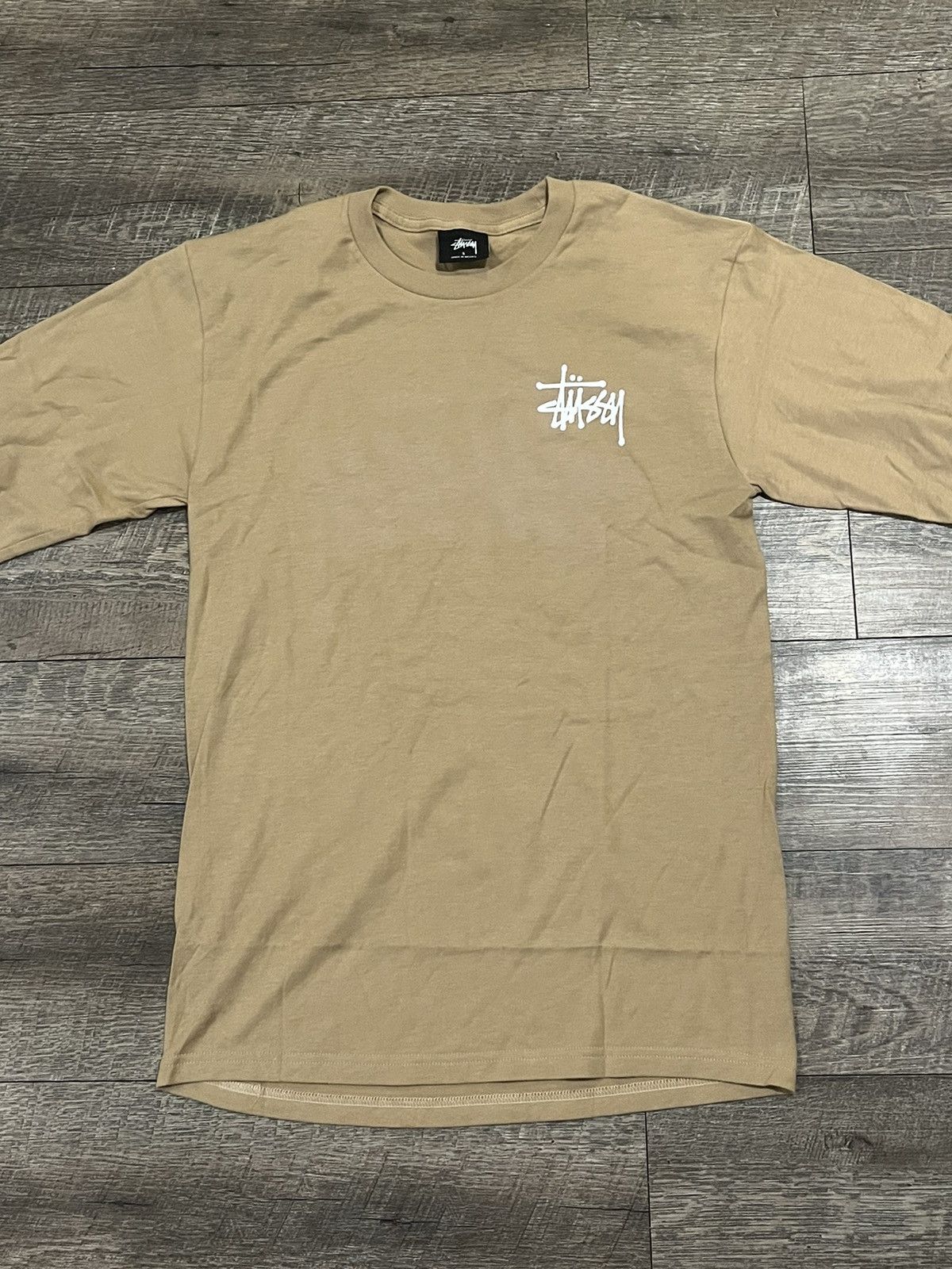 Stussy Stussy Stock Logo Tan Long Sleeve Tee Size Small | Grailed