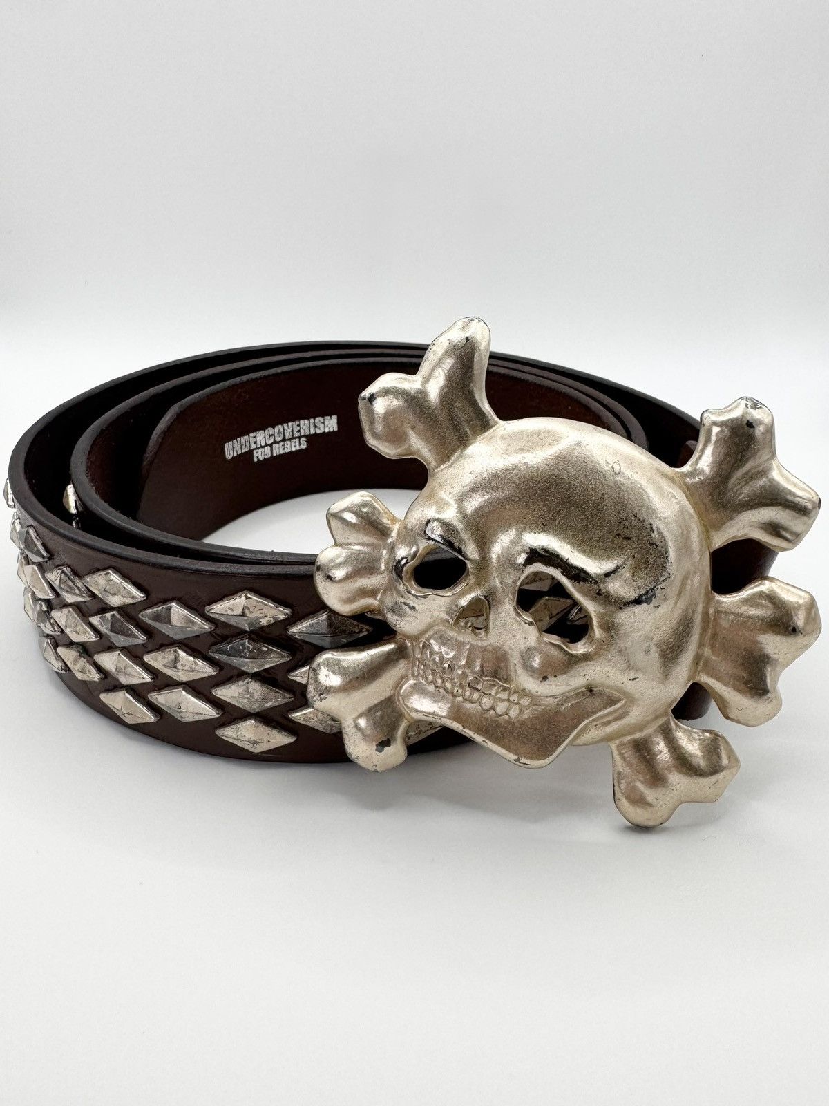 Undercover AW03 Undercover “Paper Doll” Skull Studded Leather Belt ...