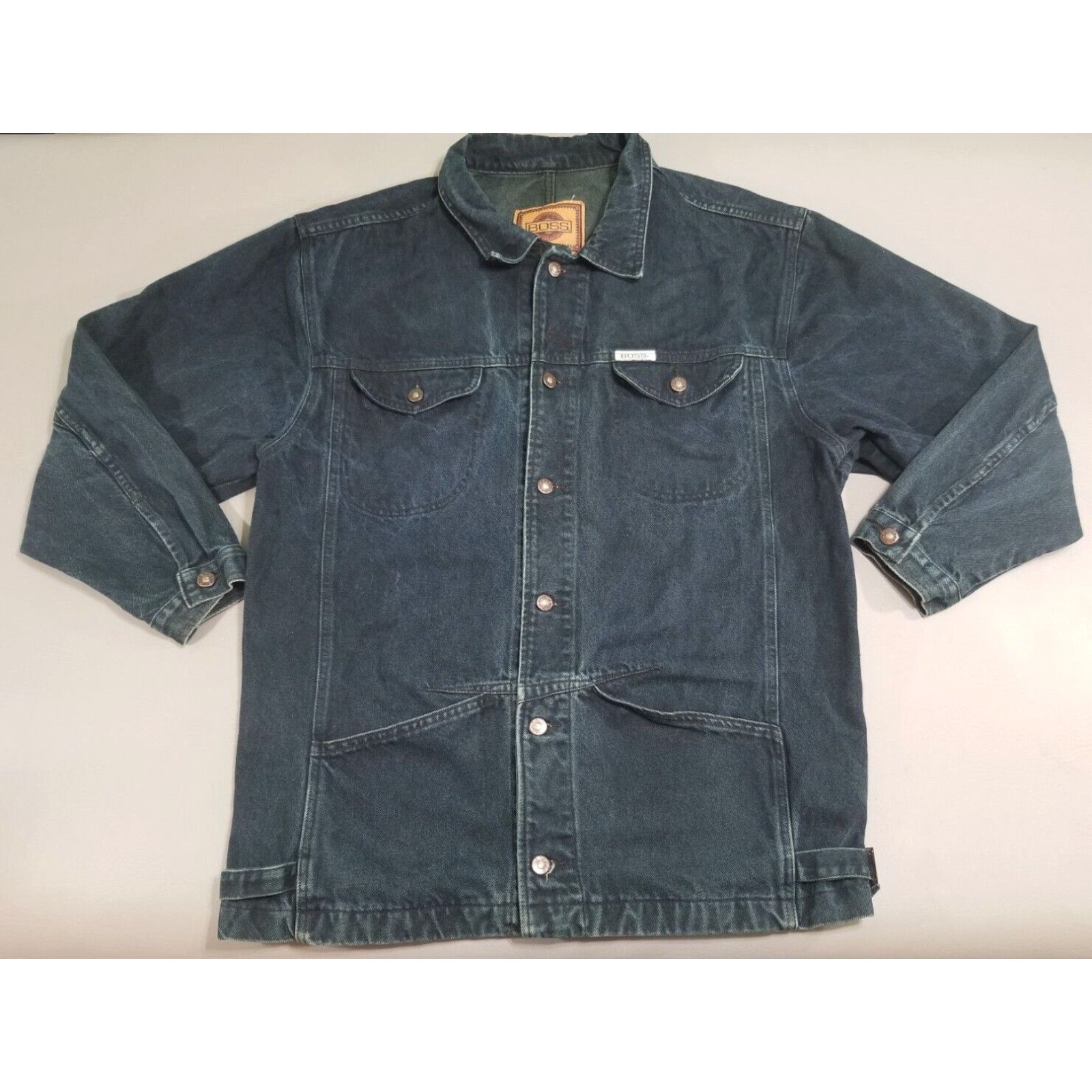 Vintage VINTAGE BOSS Denim Jacket Men XL Blue Dark Jeans Heavyweight ...