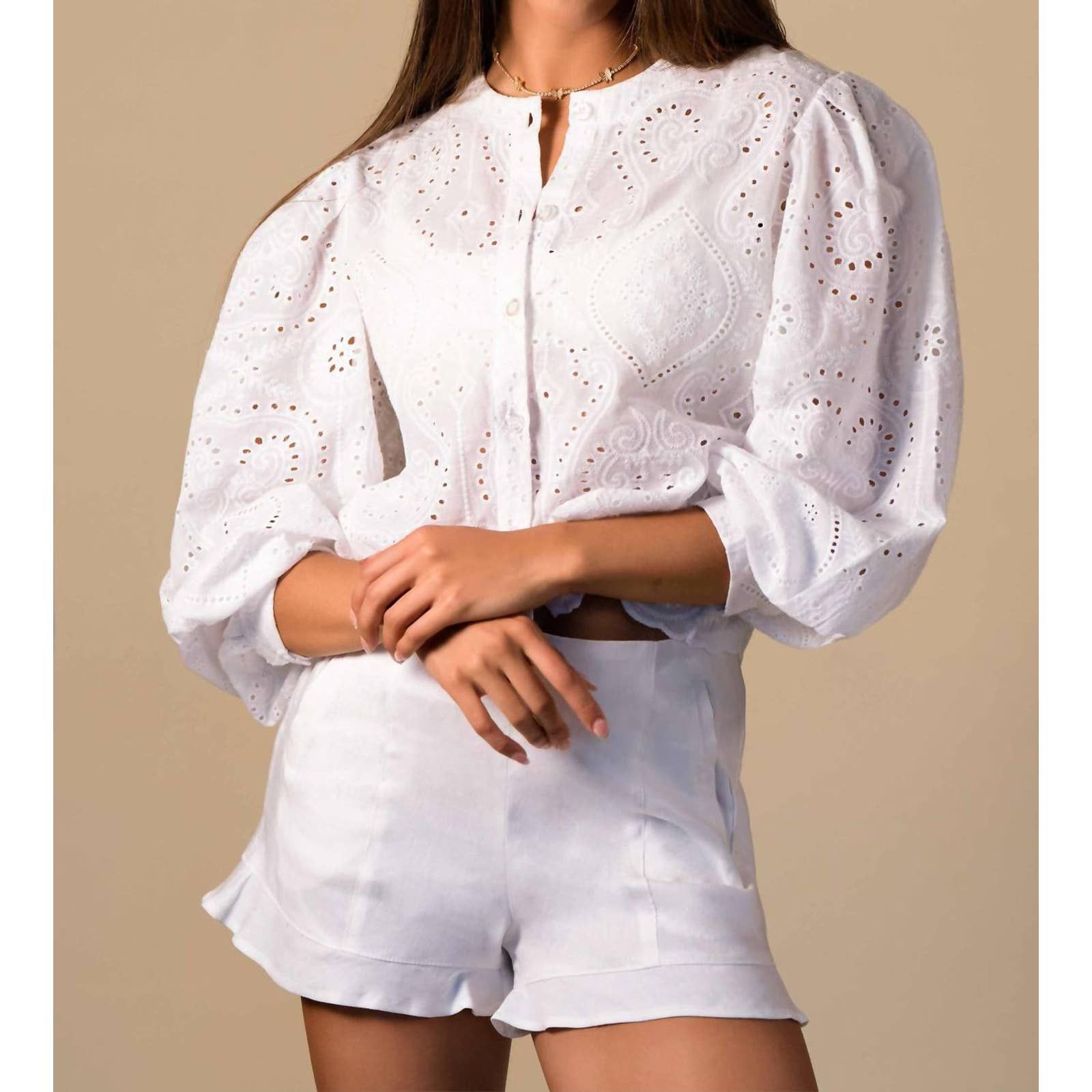 Designer ANGELA HORTON Uptown Girl Blouse In White Eyelet | Grailed