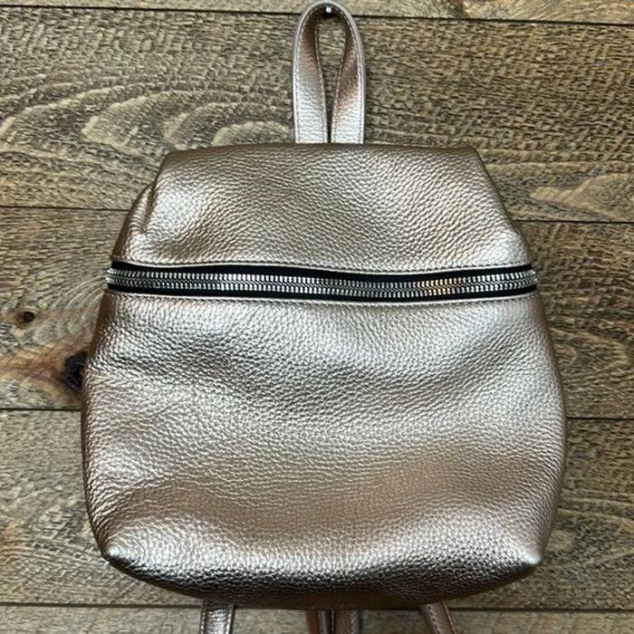 KARA Kara Rose Gold Metallic pebbled leather small backpack | Grailed