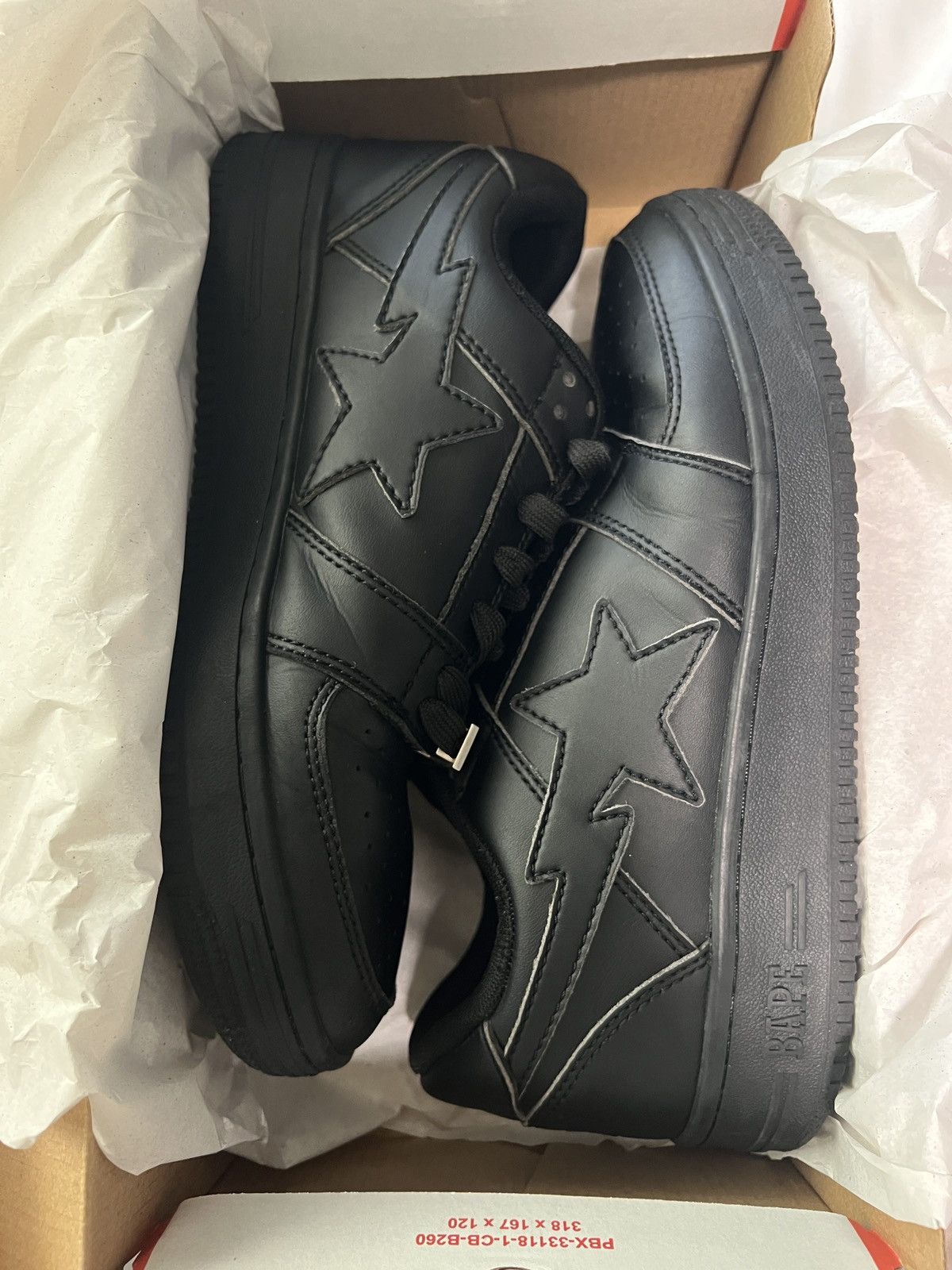 Bape Triple Black BAPE STA 20th Anniversary Leather Low Tops | Grailed