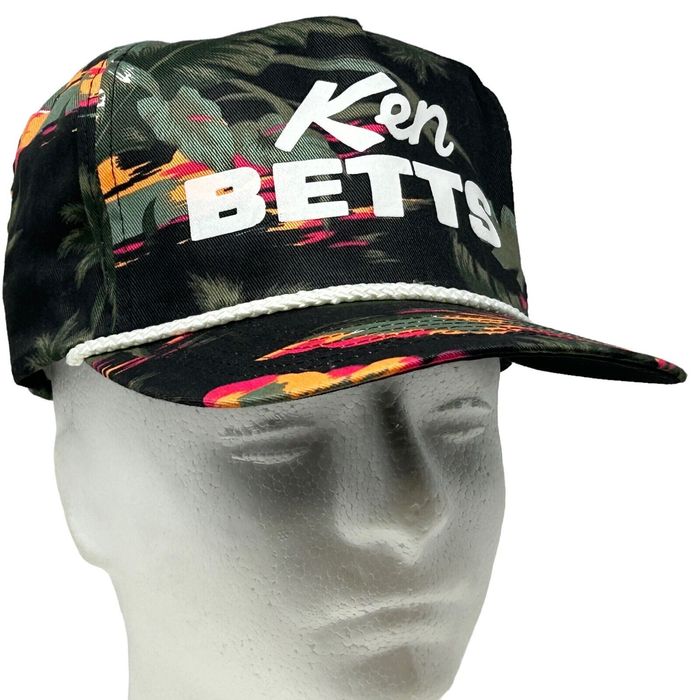 Vintage Ken Betts Hawaiian Floral Hat Vintage 90s Black Rope Cap | Grailed