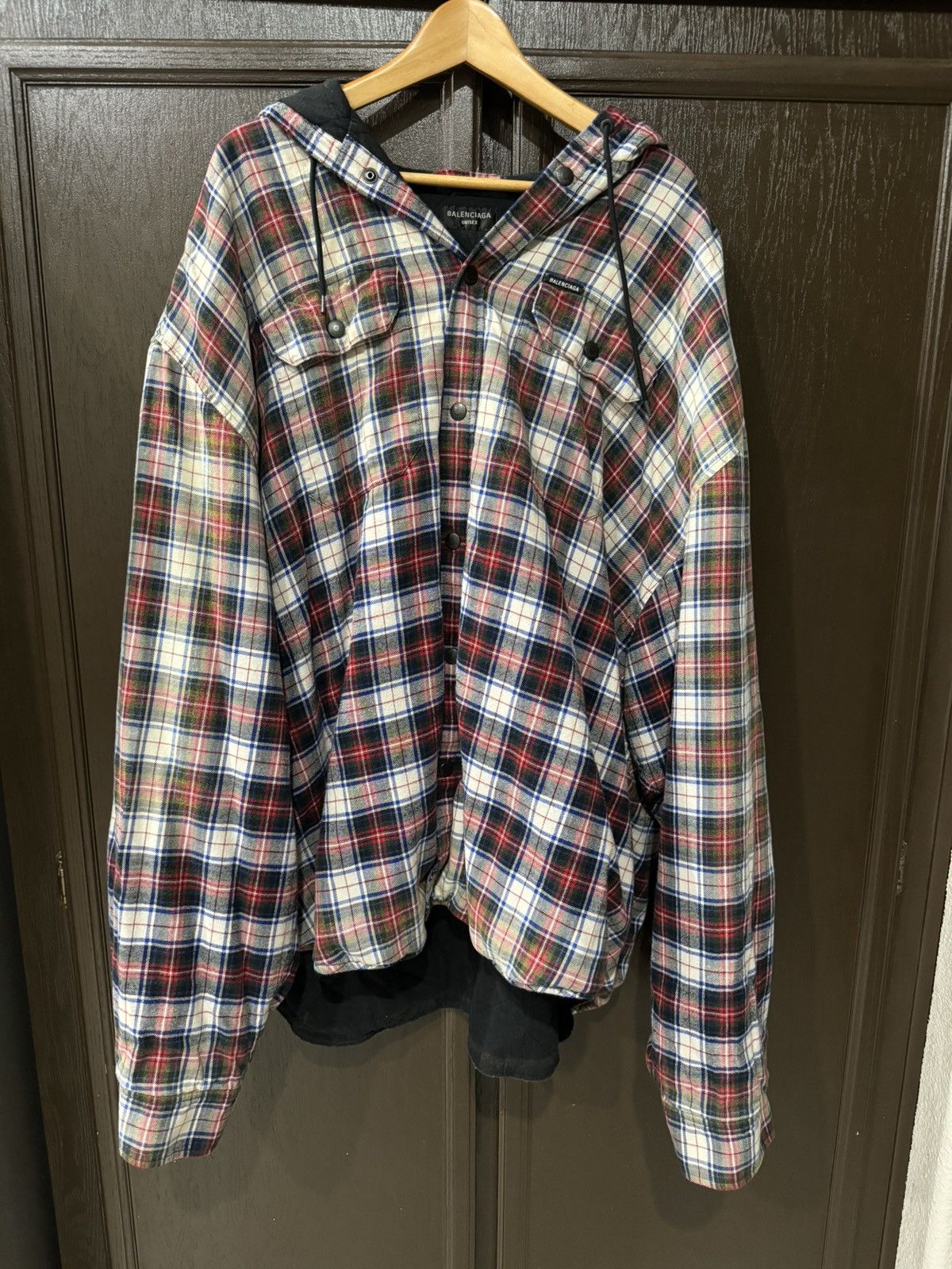 Balenciaga Hooded Flannel Jacket | Grailed