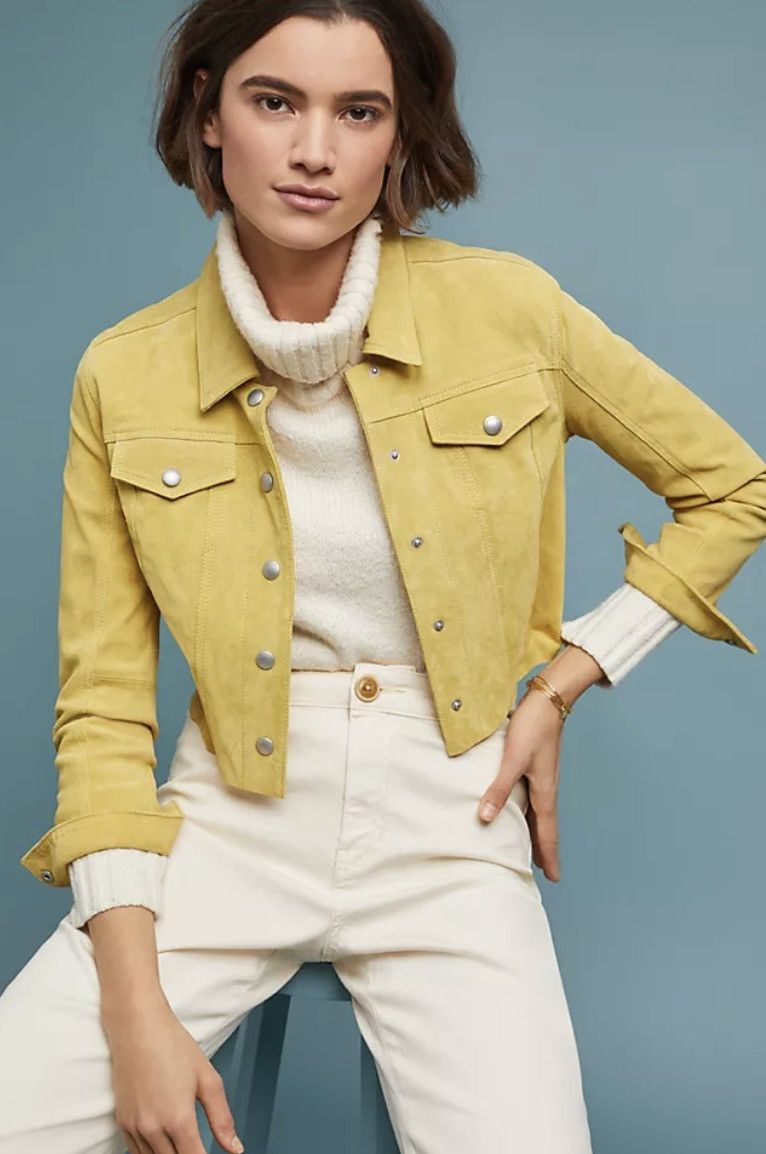 Blank Nyc Blank NYC yellow suede leather jacket designer luxury SP ...