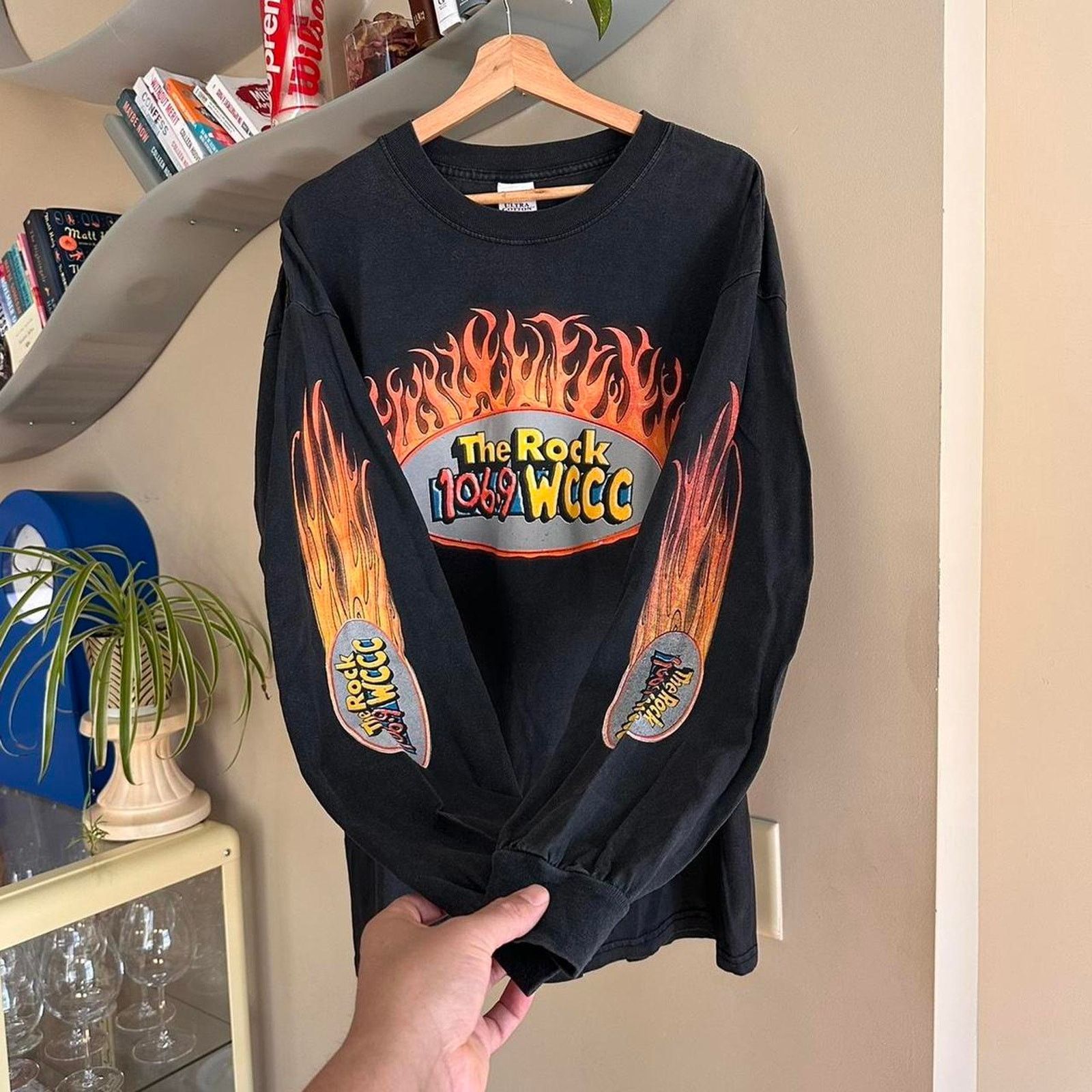 Gildan × Vintage Vintage The Rock 106.9 WCCC Music Flames Shirt | Grailed