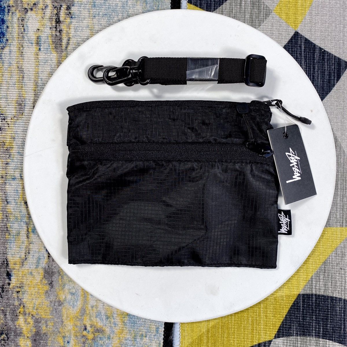 Streetwear × Stussy × Vintage Stussy Ripstop Pouch Black | Grailed