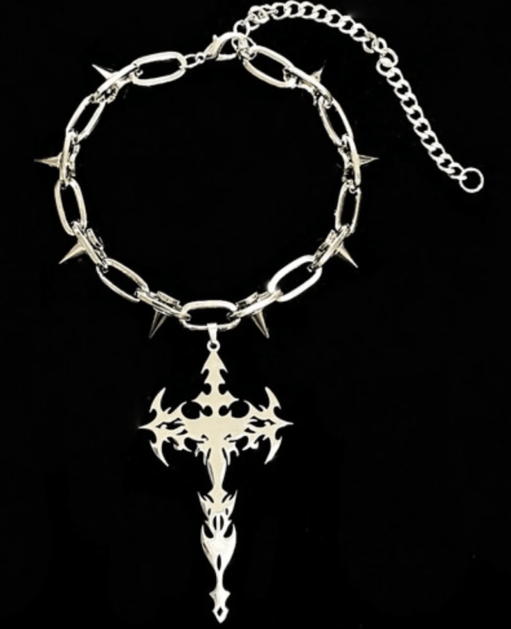 Japanese Brand Y2K Cyber tribal Cross Goth Choker Chain opium carti ...