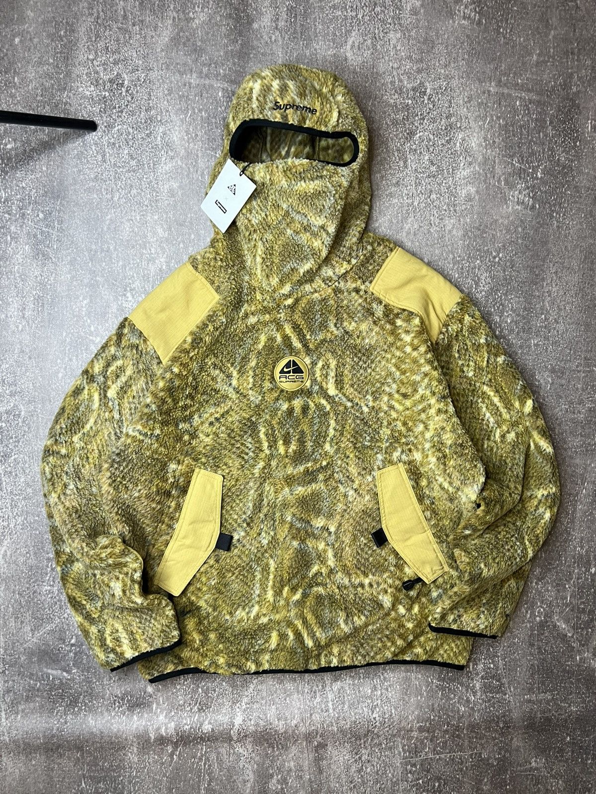 Supreme Nike ACG x Supreme Blue Snakeskin Sherpa Fleece with Hood | Grailed