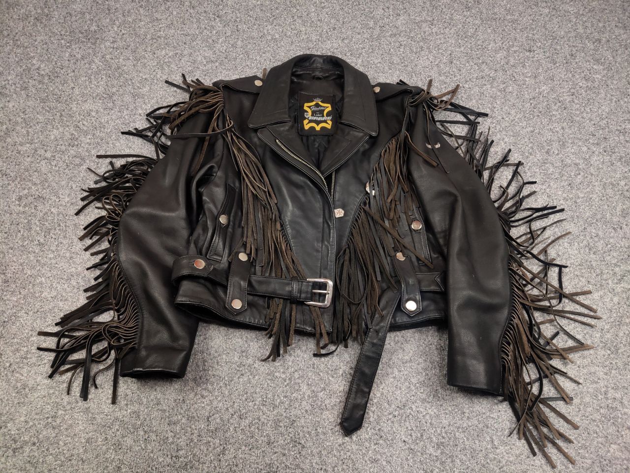 Vintage Vintage 90's Harro Western leder leather Black Biker Jacket ...
