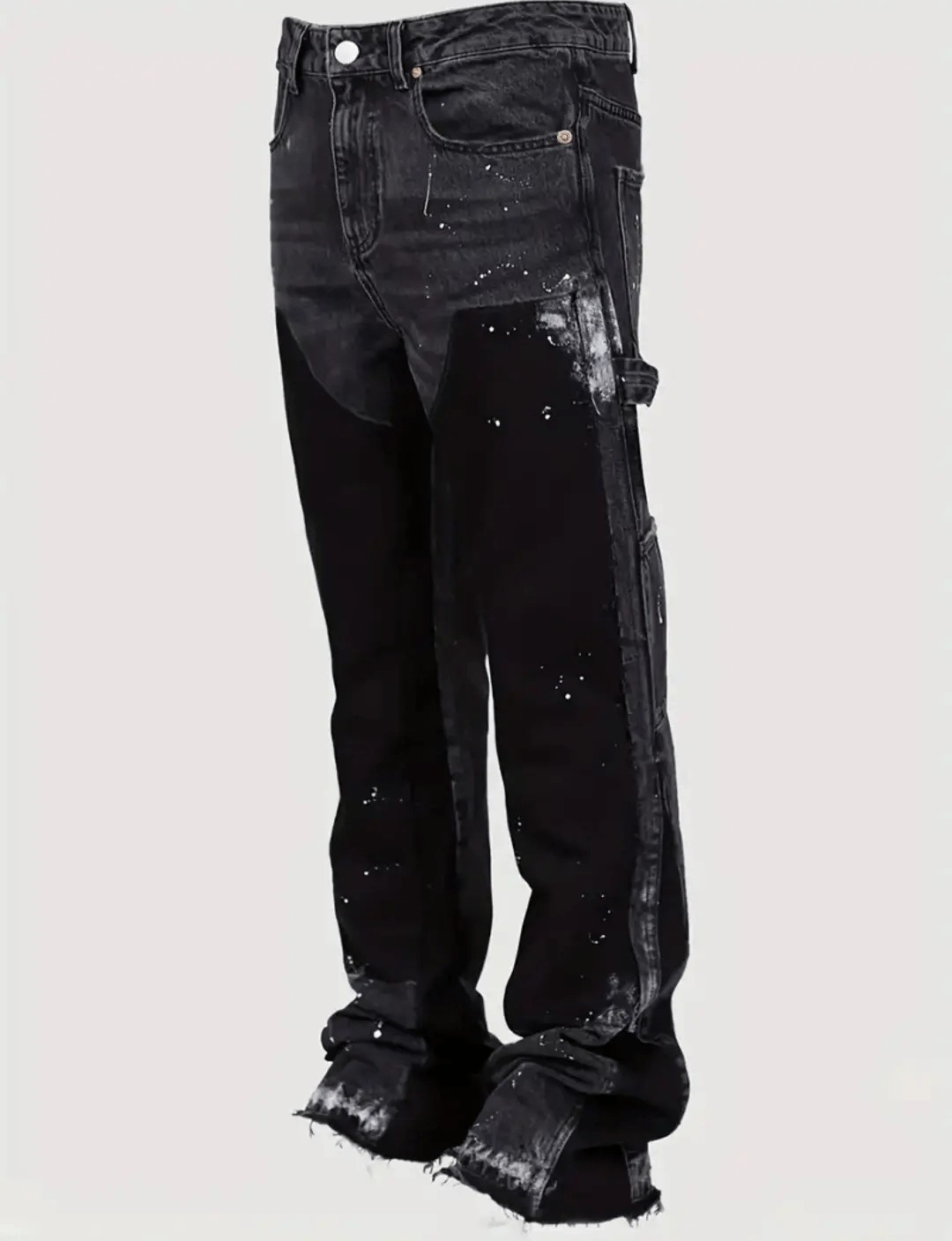 Streetwear Heavyweight Ink Splash Jeans Double Knee Flare Jeans | Grailed