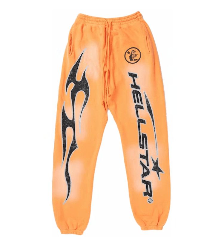 HELLSTAR Fire Sweatpants Orange (Elastic Bottom) | Grailed
