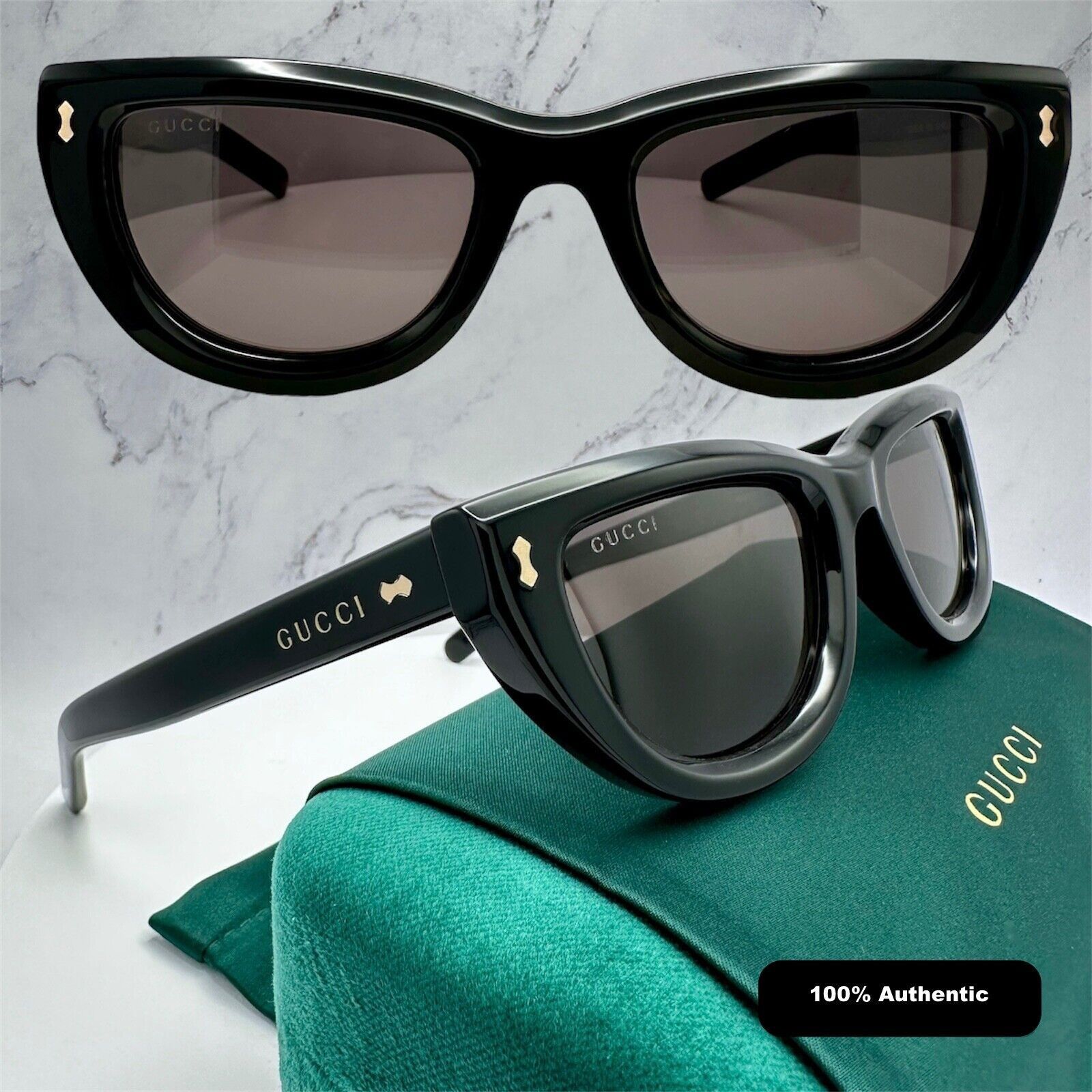Gucci Gucci Black Sunglasses Limited Rivetto Collection Gold Logo | Grailed