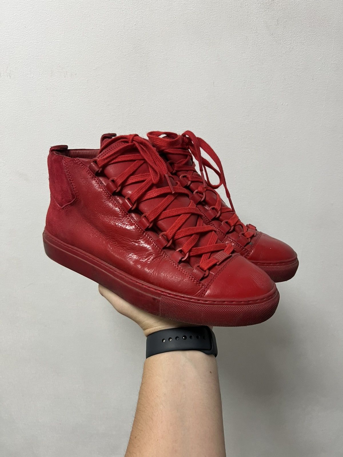 Balenciaga Balenciaga Arena Red High Top Sneakers | Grailed