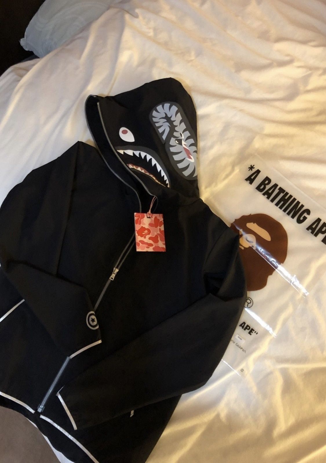 Bape Stretch Reflective Shark Full Zip Hoodie | Grailed