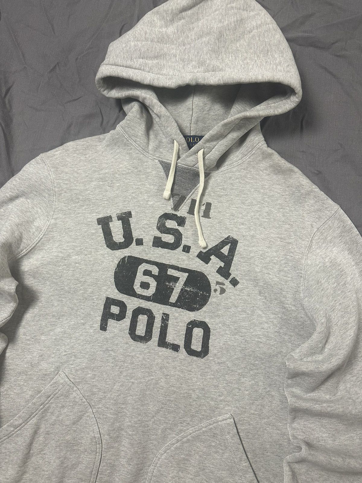 Polo Ralph Lauren Polo Ralph Lauren USA 67 Vintage Hoodie Y2K Grey Very ...