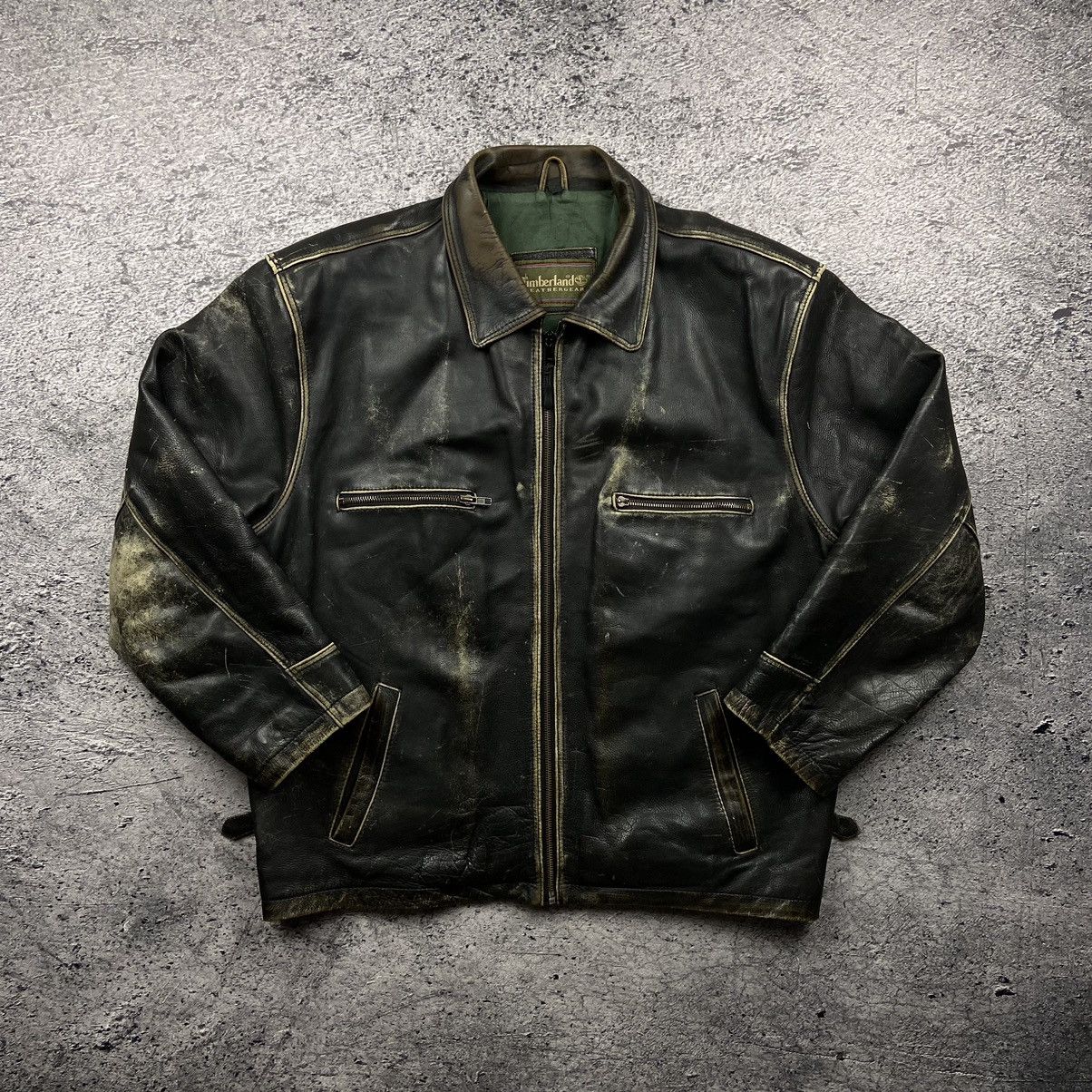 Timberland Vintage Genuine Leather Timberland Black 80s Cw Jacket Rare ...