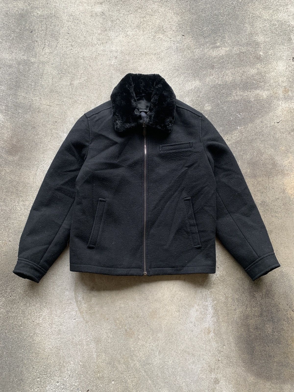 Prada Prada Nutria Fur Collar Wool Harrington Jacket | Grailed