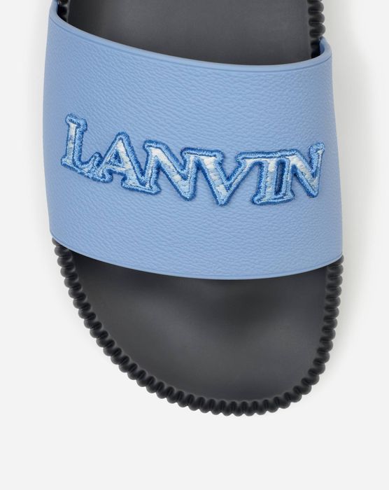 Lanvin o1w1db11123 Logo Rubber Slides in Blue / Black | Grailed