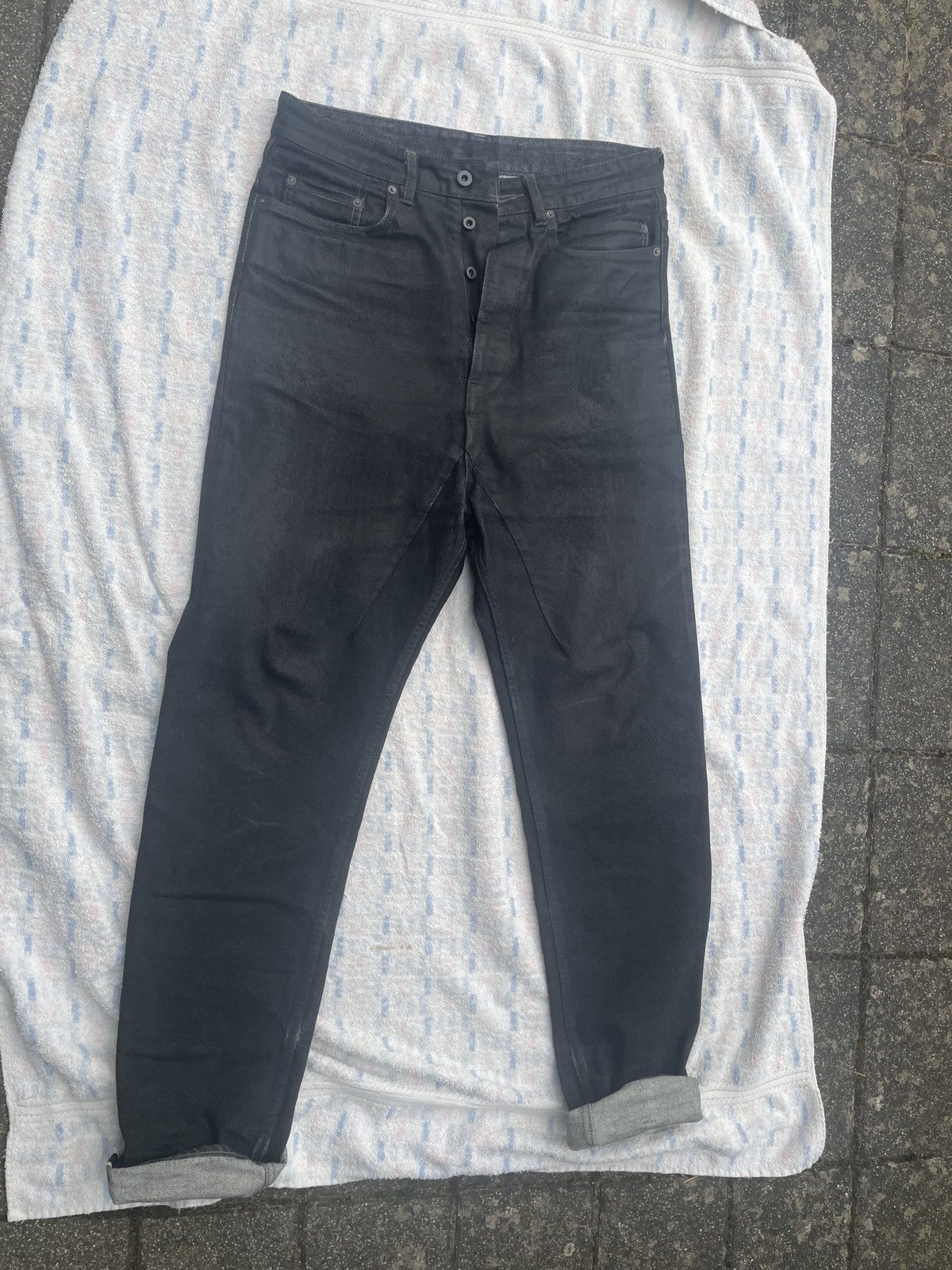 Rick Owens × Rick Owens Drkshdw Rick Owens RUNWAY WAXED SELVEDGE ...