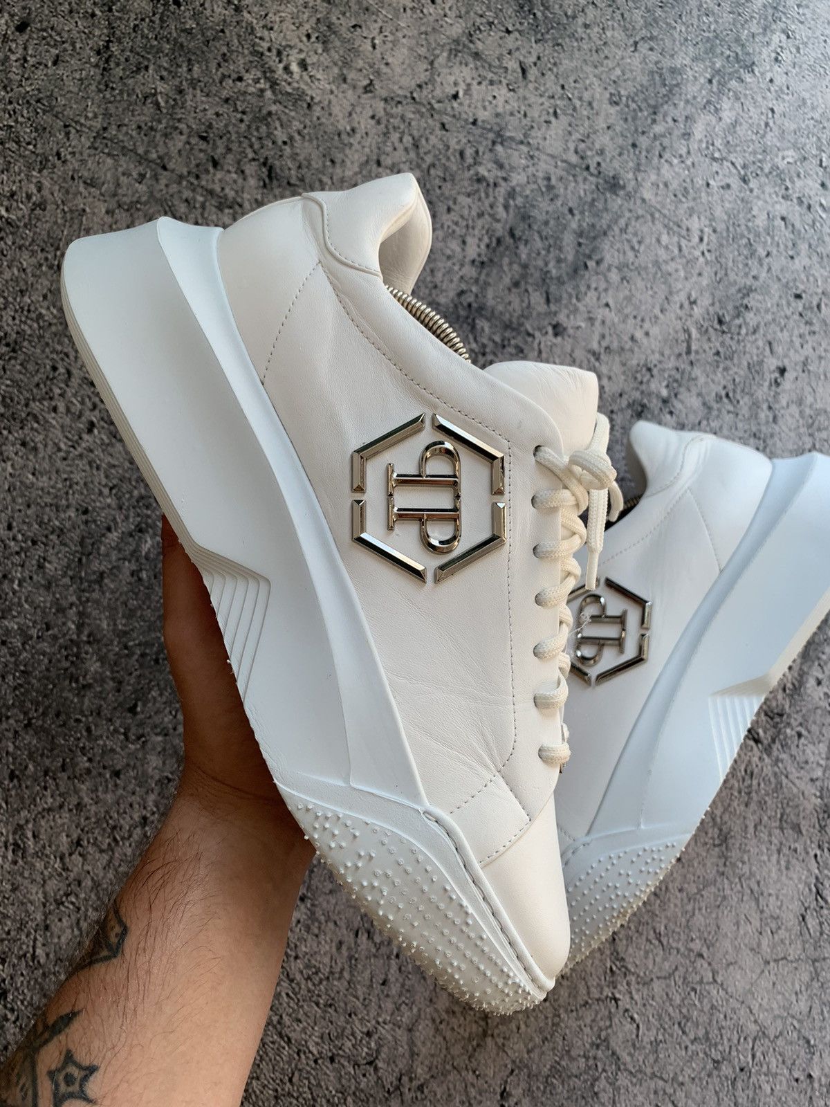 Very Rare PHILIPP PLEIN GODZILLA RUNNER HEXAGON WHITE MEN’S SHOES | Grailed