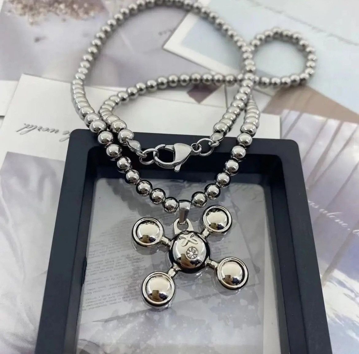 Chain × Cuban Link Chain × Jewelry Round Bead Chain Quadangle Ball ...