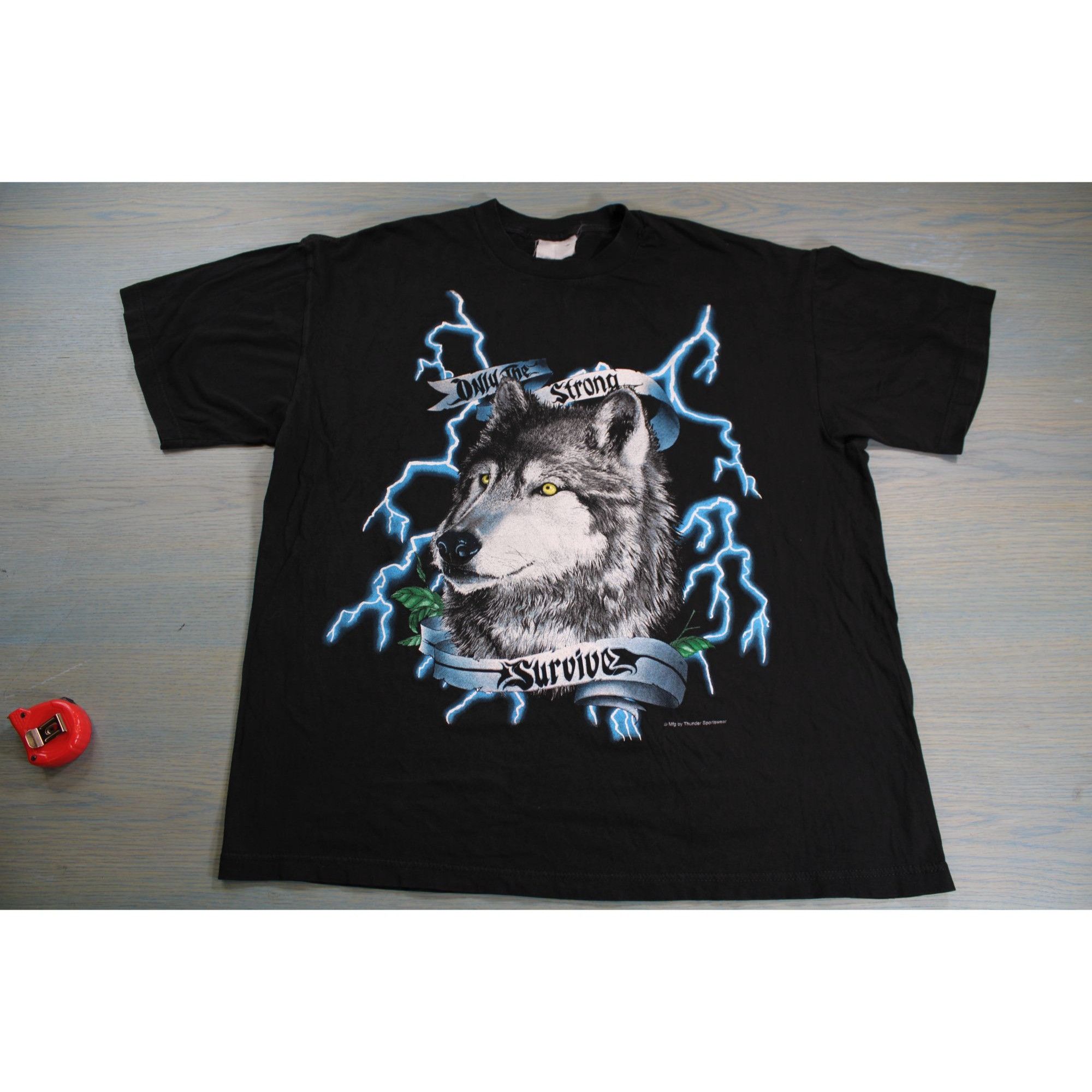 Vintage Vintage 90s USA Thunder Wolf Blue Electricity Tee Shirt | Grailed