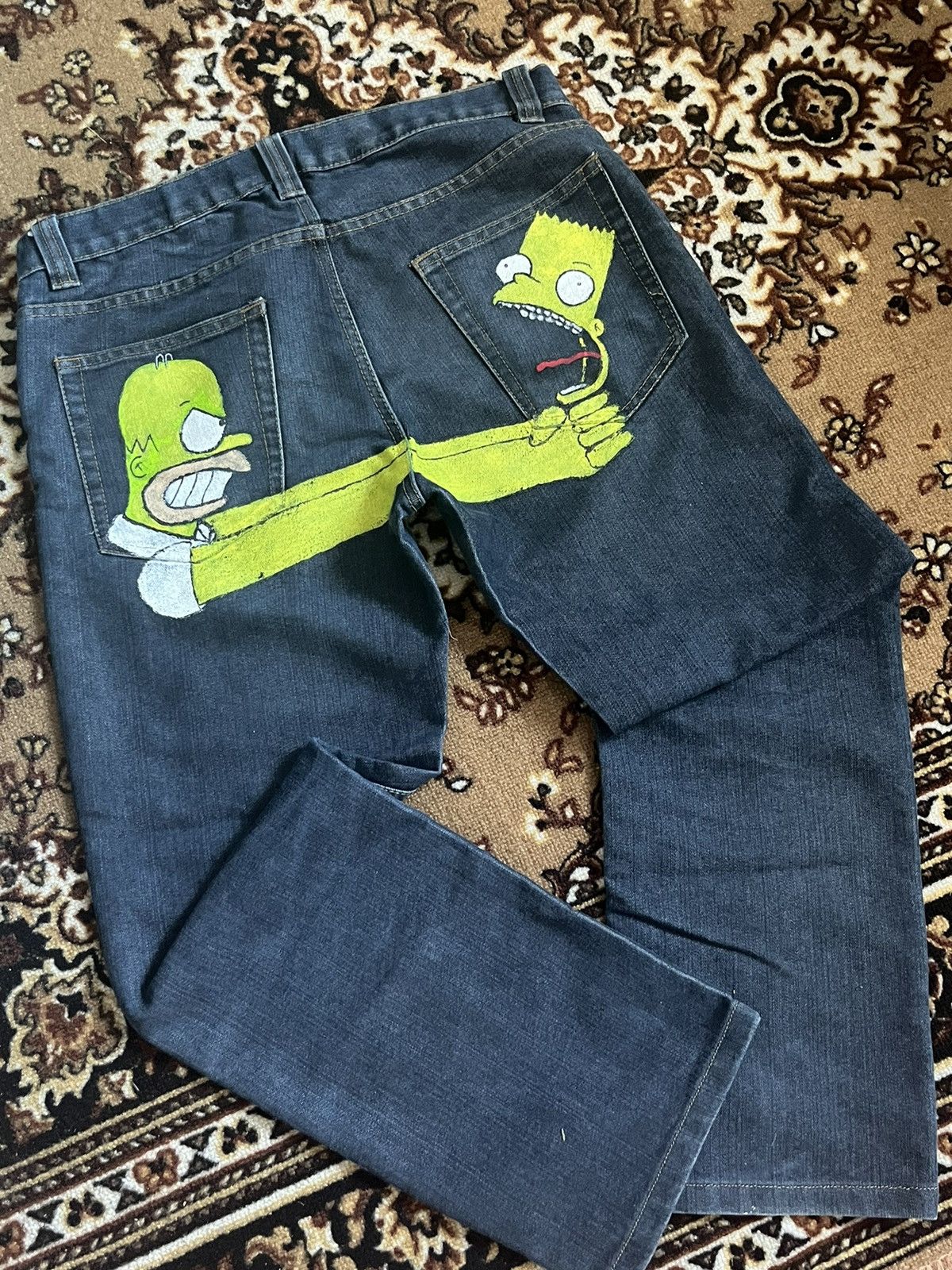 Custom Custom Jeans The Simpsons | Grailed