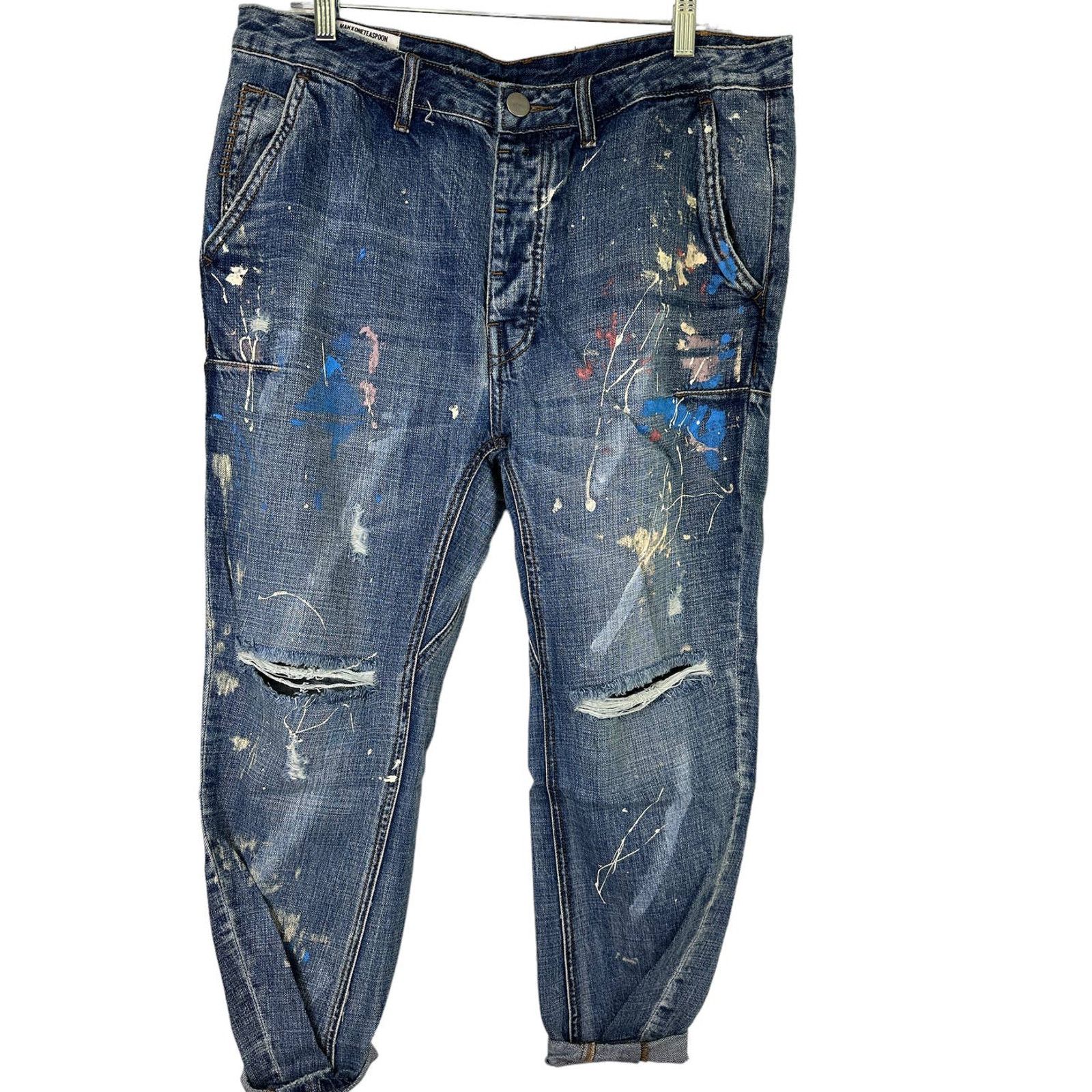 One Teaspoon Man X One Teaspoon Mr Browns Paint Splattered 34R Denim ...