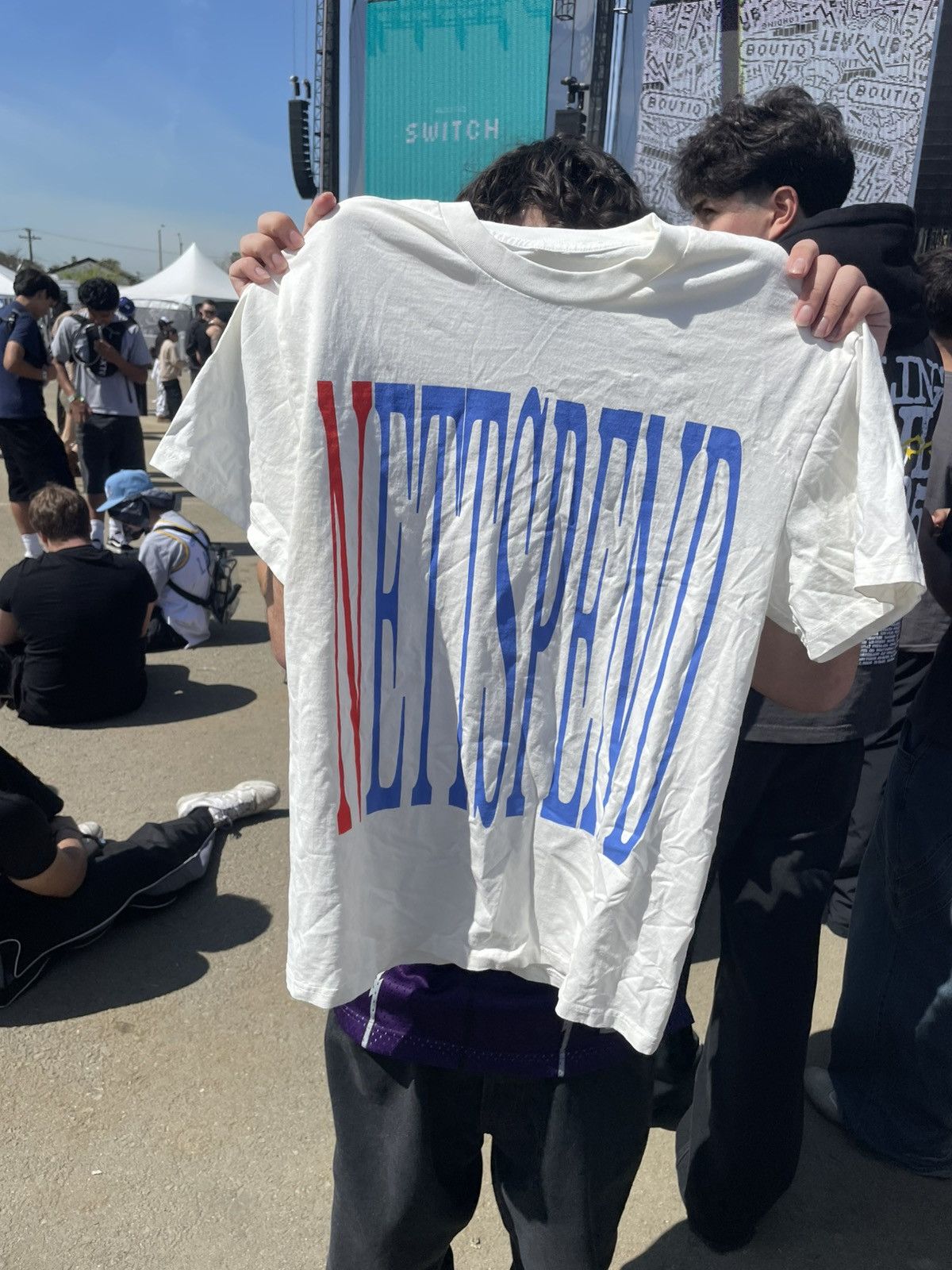 Other VLONE White and blue Netspend TOUR TEE | Grailed