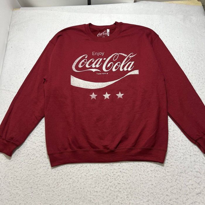 Coca Cola Coca Cola 1X Maroon Pullover Crewneck Fleece Sweatshirt | Grailed
