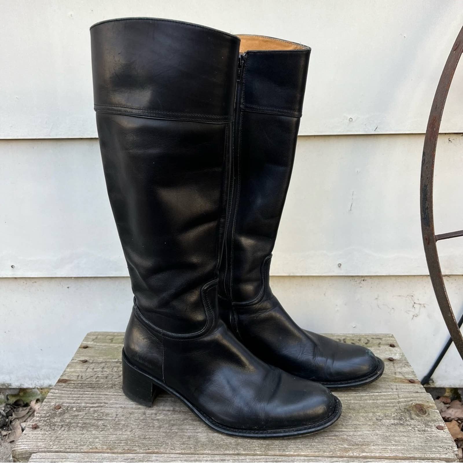 Coach Vintage Coach Carole Black Knee Leather High Riding Boots 8B ...