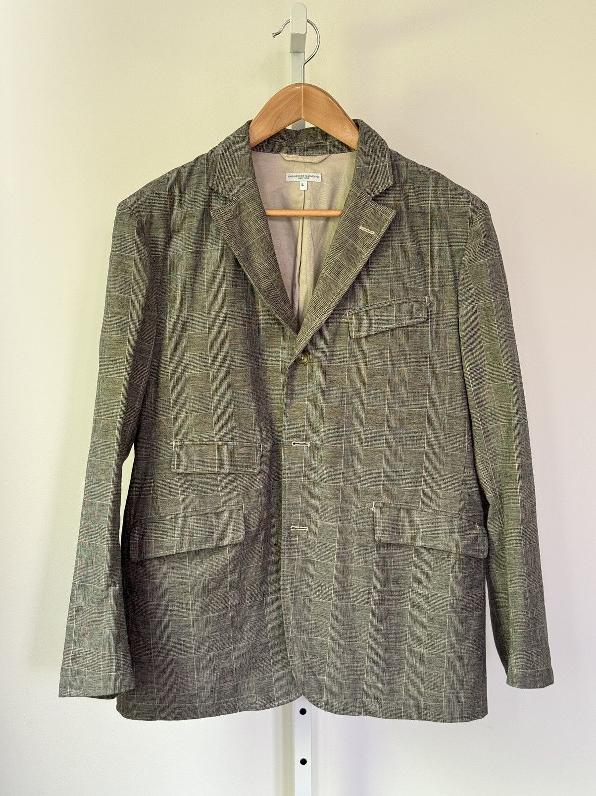 Engineered Garments Andover Jacket Grey Glen Plaid - Linen/Cotton | Grailed