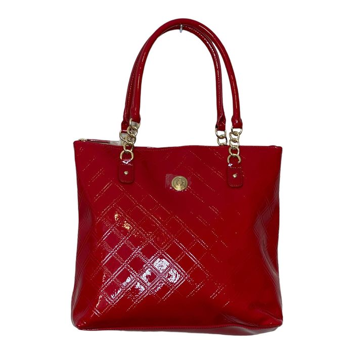 Tommy Hilfiger Tommy Hilfiger ruby red patent leather tote handbag ...