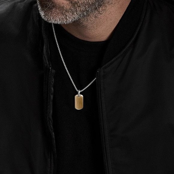 David Yurman David Yurman 18k gold and sterling silver streamline tag ...